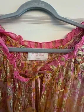 Miss June Paris | Dresses | Miss June Paris Bohemian Pink And Gold Maxi ...
